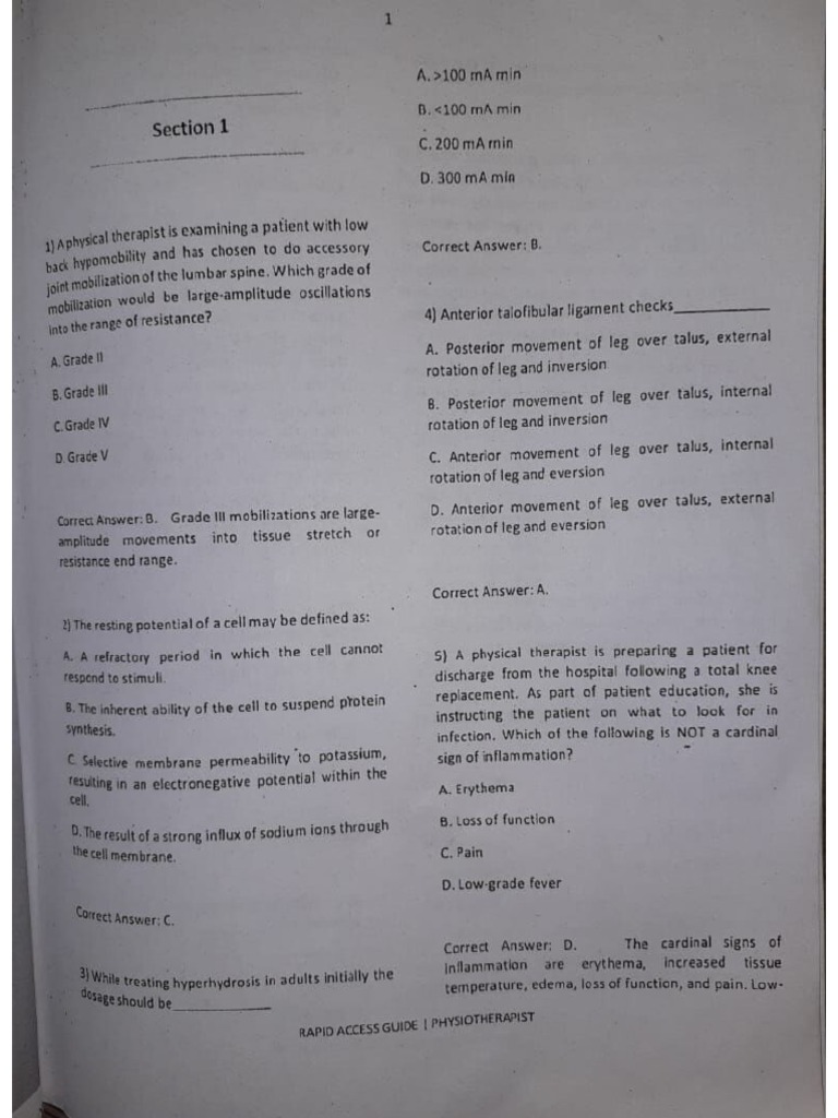118 MCQs For Physiotherapists | PDF