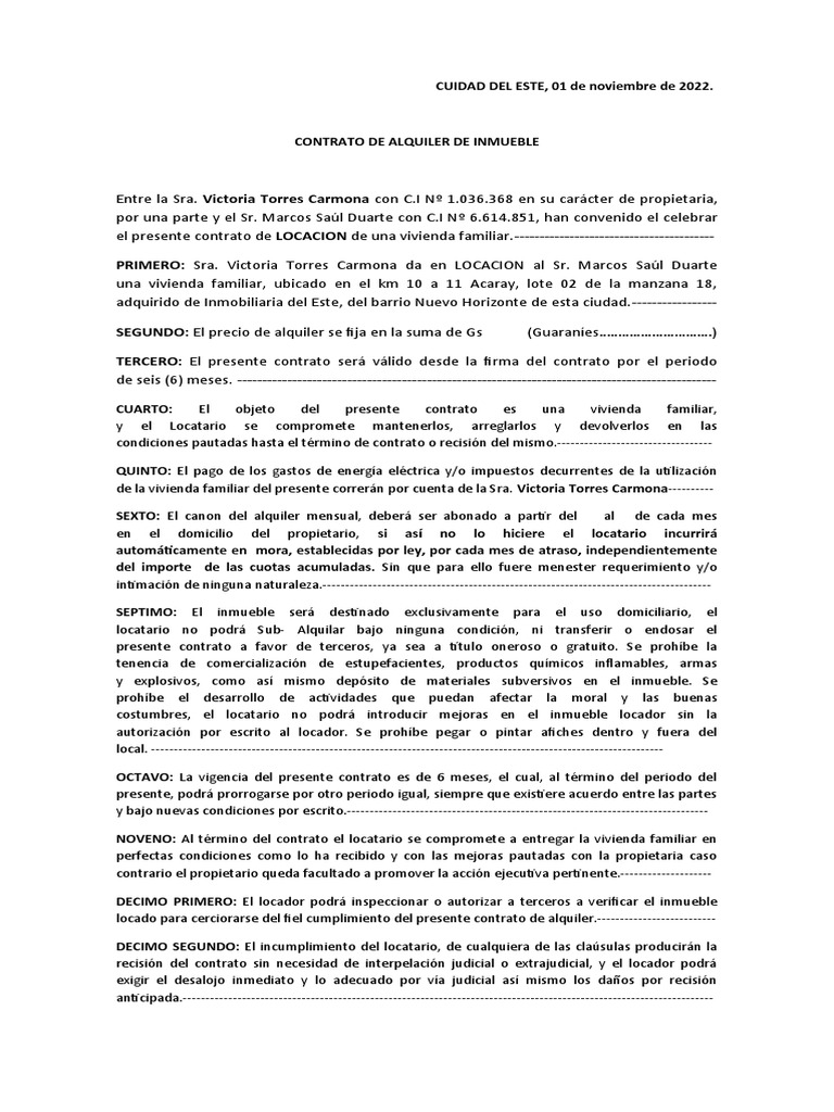 Contrato de Alquiler | PDF