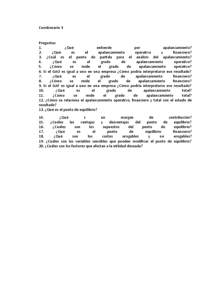 Cuestionario 3 | PDF