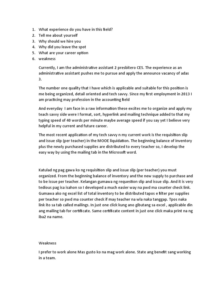 Job Interview Insights for Administrative Roles | PDF | Teachers ...