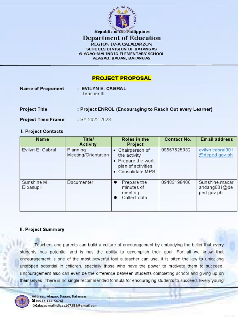 PROJECT ENROL Final 03 14 2023 | PDF | Teachers | Learning