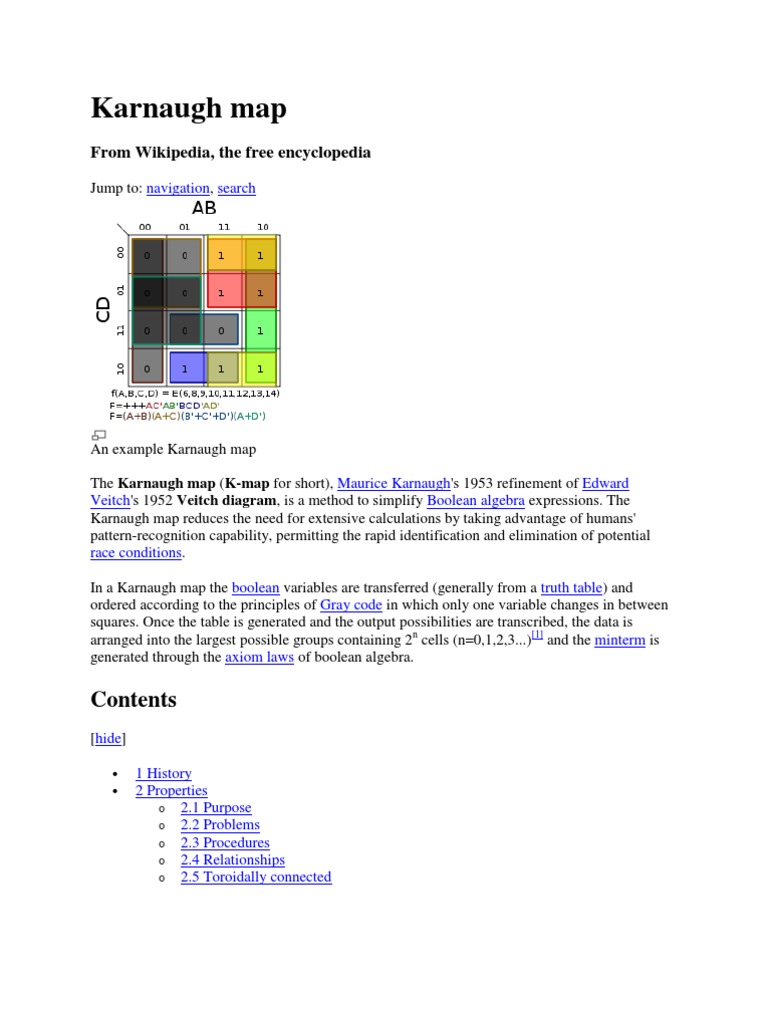 Karnaugh Map | PDF | Algebra | Boolean Algebra
