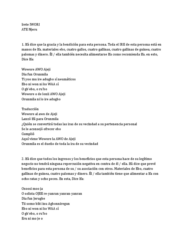 Irete Iwori 16 Versos | PDF | Santeria