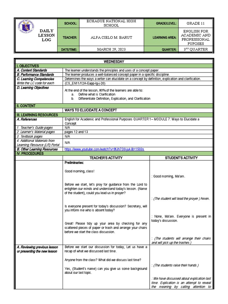 3barut Alfa Cielo M. DLP Ways To Elucidate A Concept Clasfication | PDF | Concept | Learning