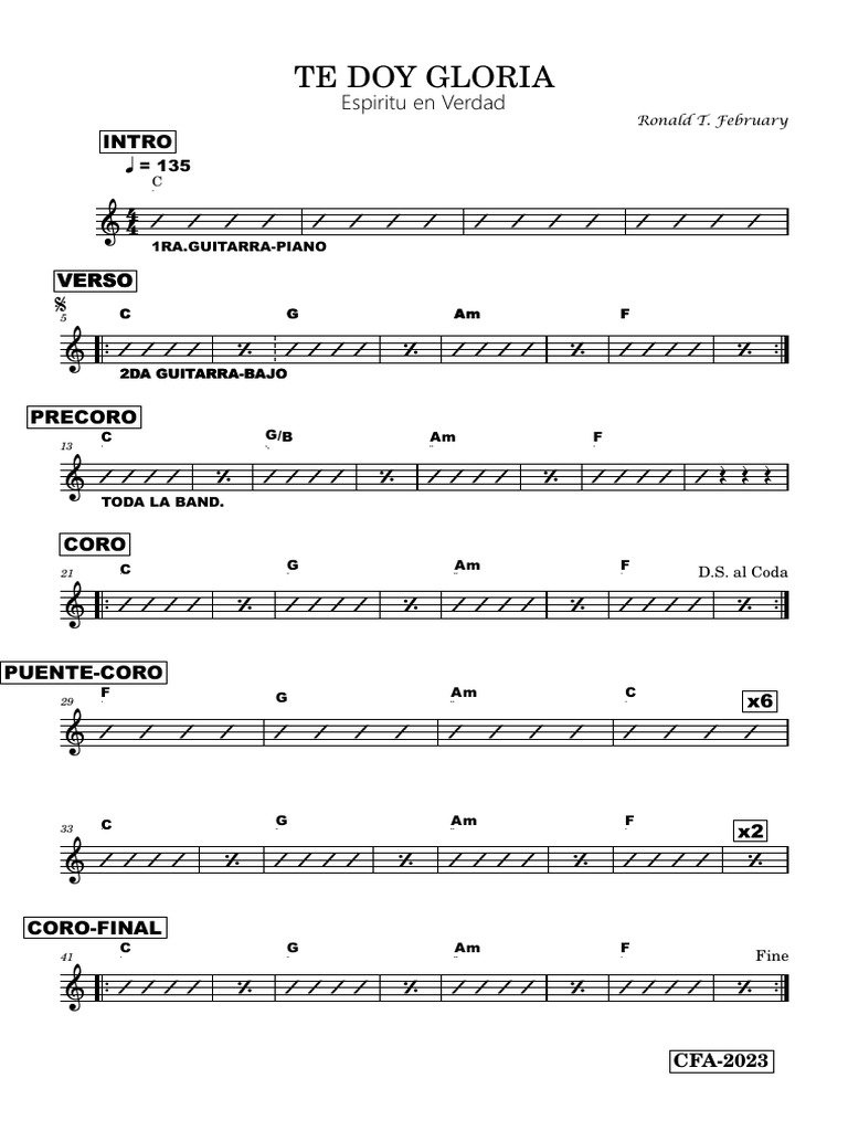 Te Doy Gloria Espiritu en Verdad Charts PDF | PDF