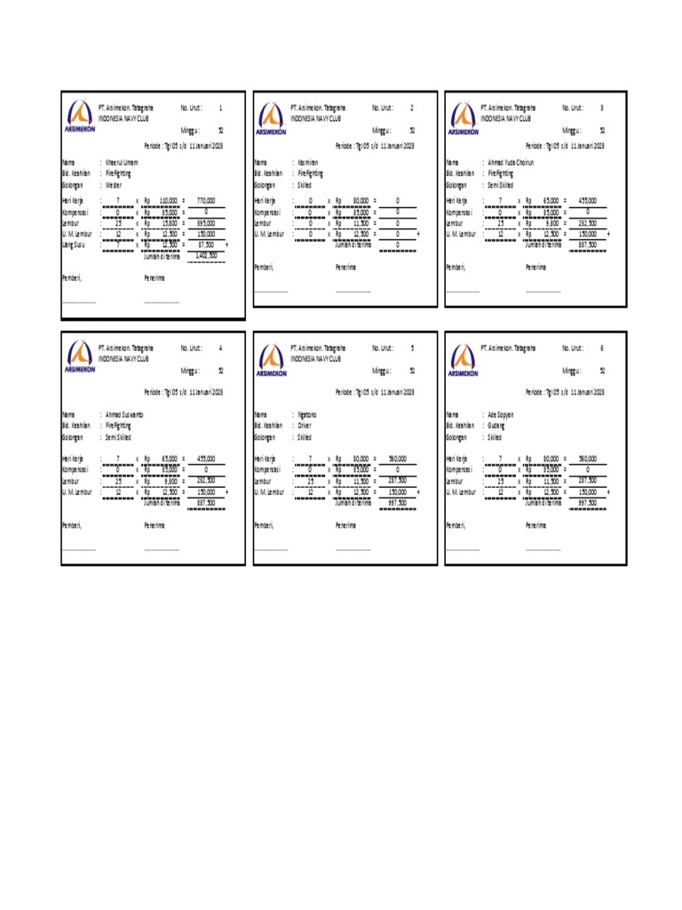 FORM GAJI HARIAN | PDF