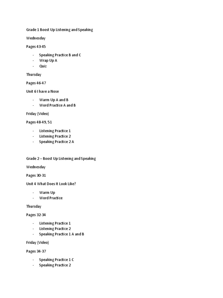 Grade 1 Boost Up Listening and Speaking | PDF