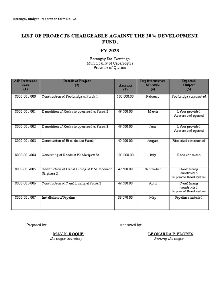 20% BDF Plan 2023 | PDF