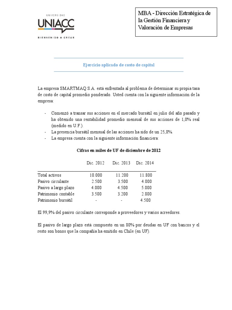 Ejercicio Aplicado de Costo Capital - Unidad - 2 | PDF | Modelo de ... Ejercicio Aplicado de Costo Capital - Unidad - 2 | PDF | Modelo de ...