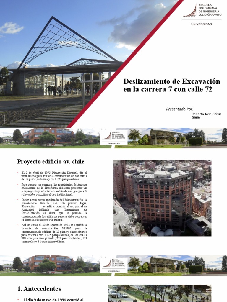 Presentacion Desplome Del Muro de La Calle 72 Con Carrera 7a. Edificio Av. Chile | PDF ...
