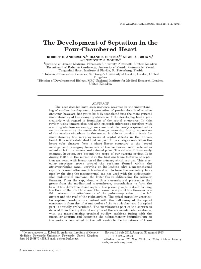 The Anatomical Record - 2014 - Anderson - The Development of Septation ...