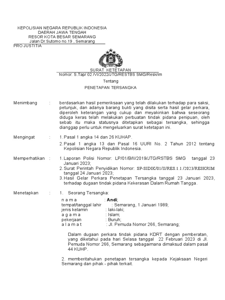 Contoh Surat Ketetapan TSK | PDF