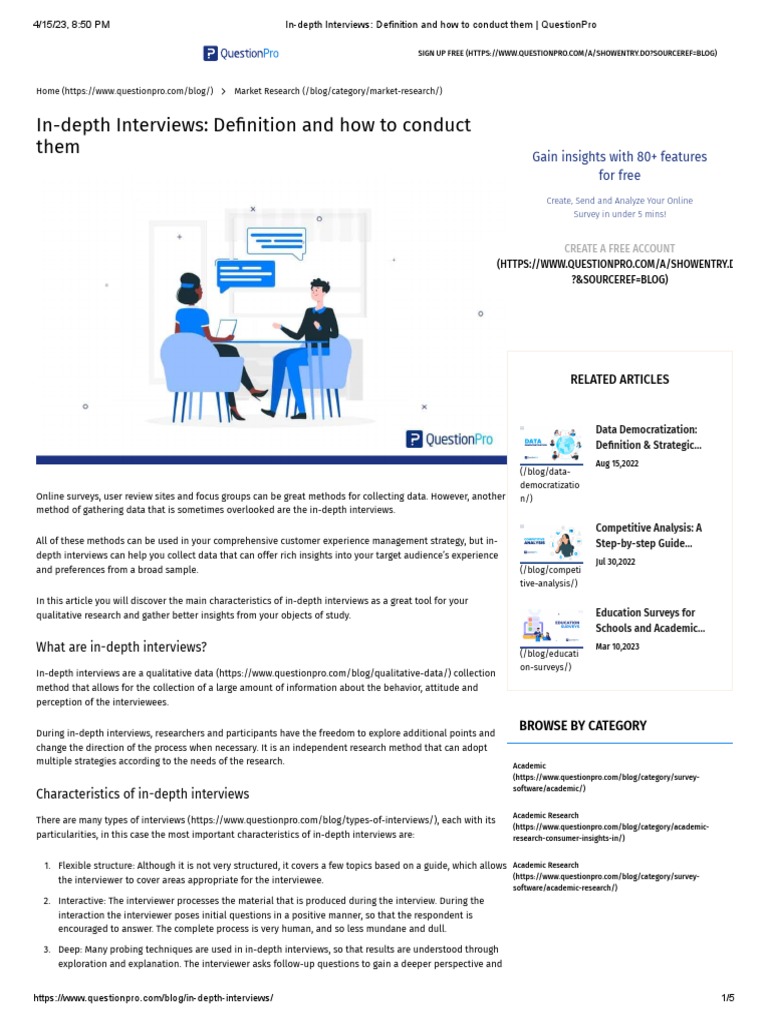 In-Depth Interviews - Definition and How To Conduct Them - QuestionPro | PDF | Interview ...
