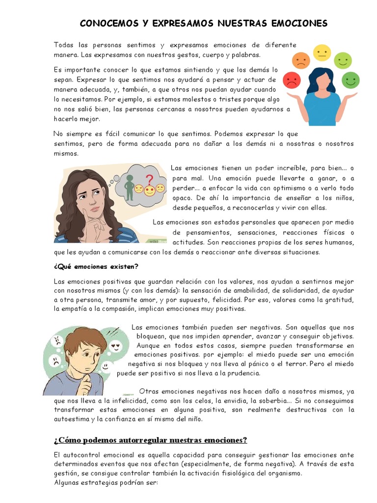 Ficha de CONOCEMOS Y EXPRESAMOS NUESTRAS EMOCIONES | PDF | Las ...