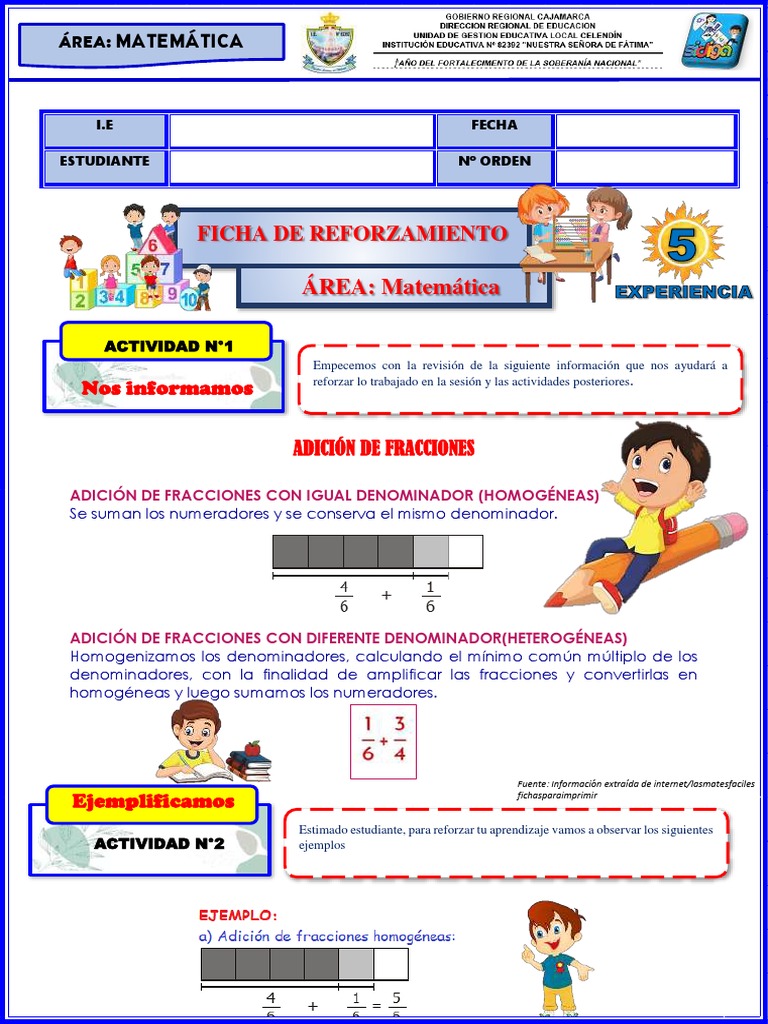 Ficha de Reforzamiento Matemática Viernes. | PDF