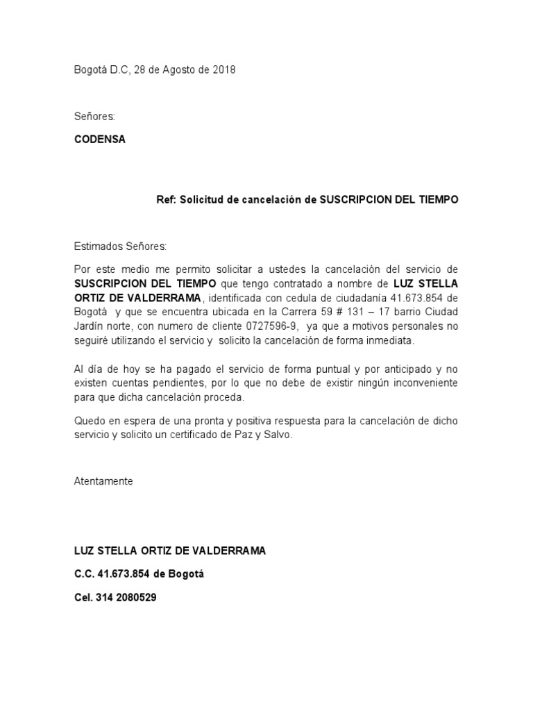 CARTA CANCELACION Codensa | PDF