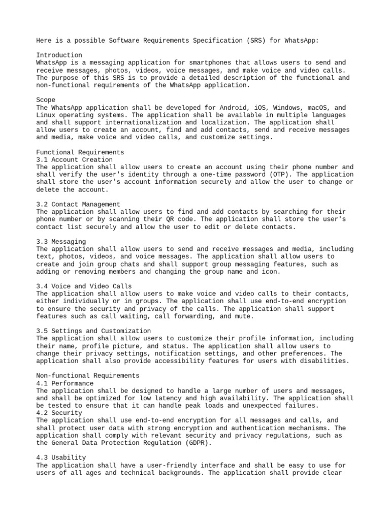 WhatsApp SRS | PDF | Application Software | Instant Messaging