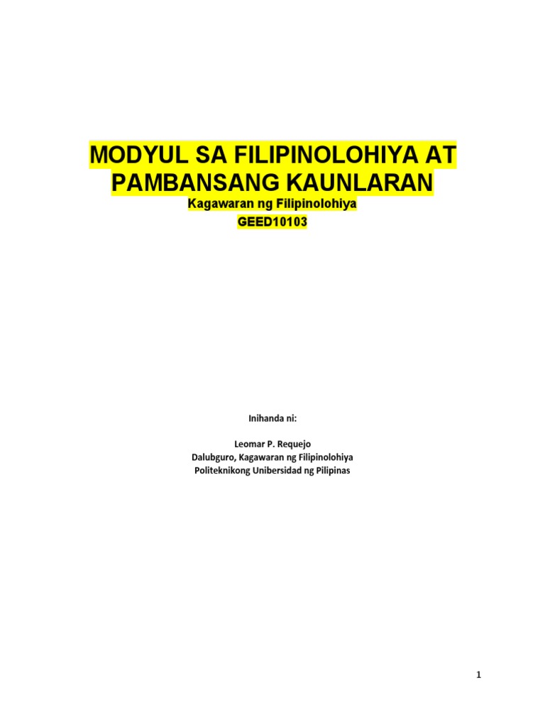 Filipinolohiya at Pambansang Kaunlaran-1 | PDF