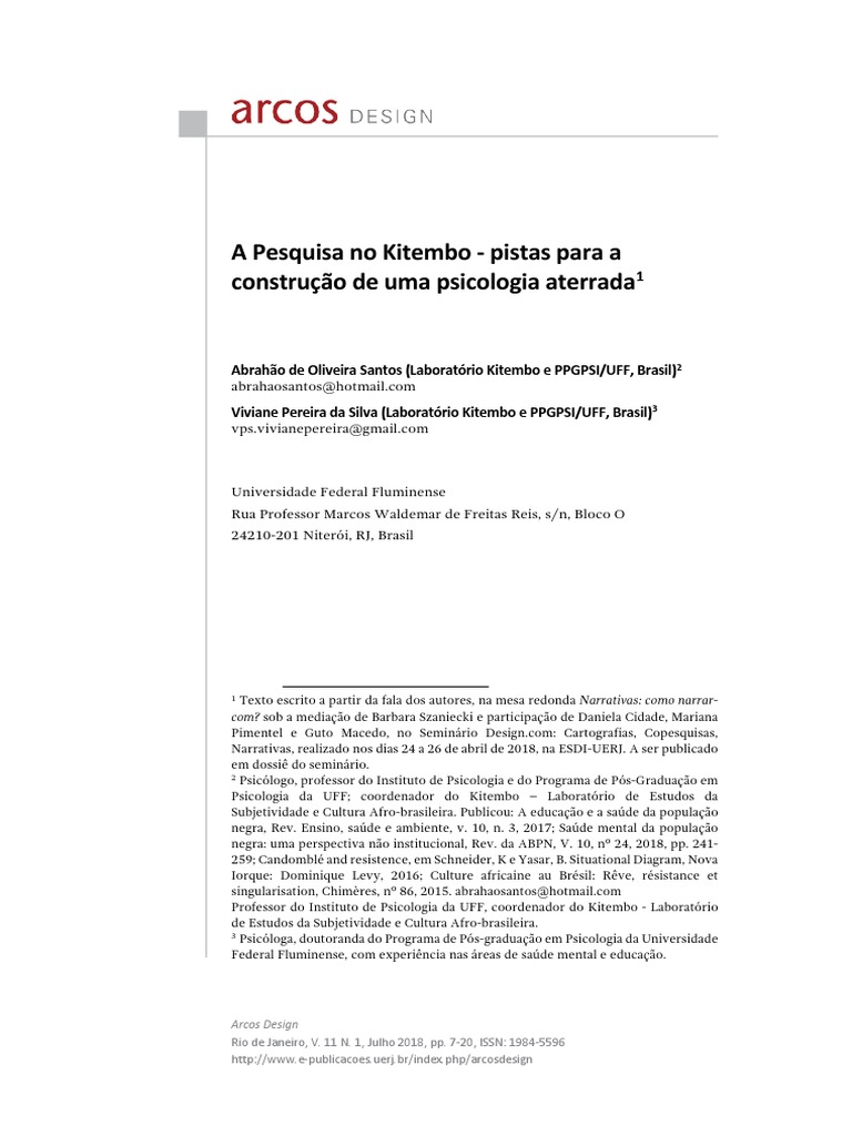 A Pesquisa No Kitembo - Pistas para Uma Psicologia Aterrada - Abrahão e ...