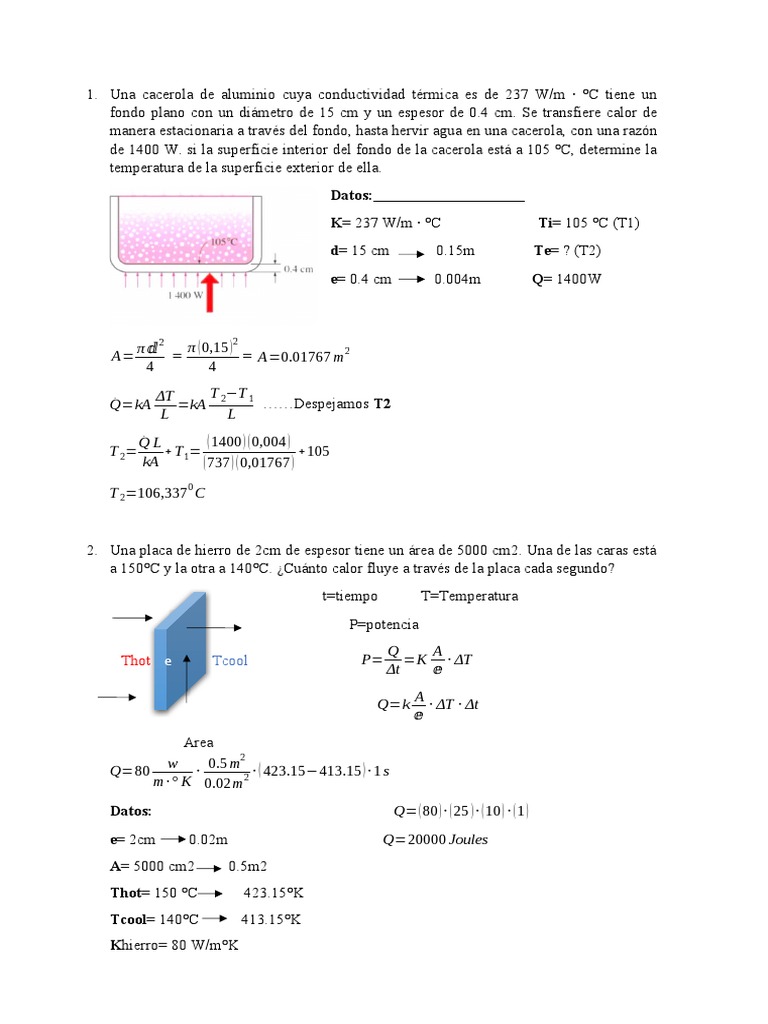 Ejercisios de Calor y Masa | PDF | Convección | Calor
