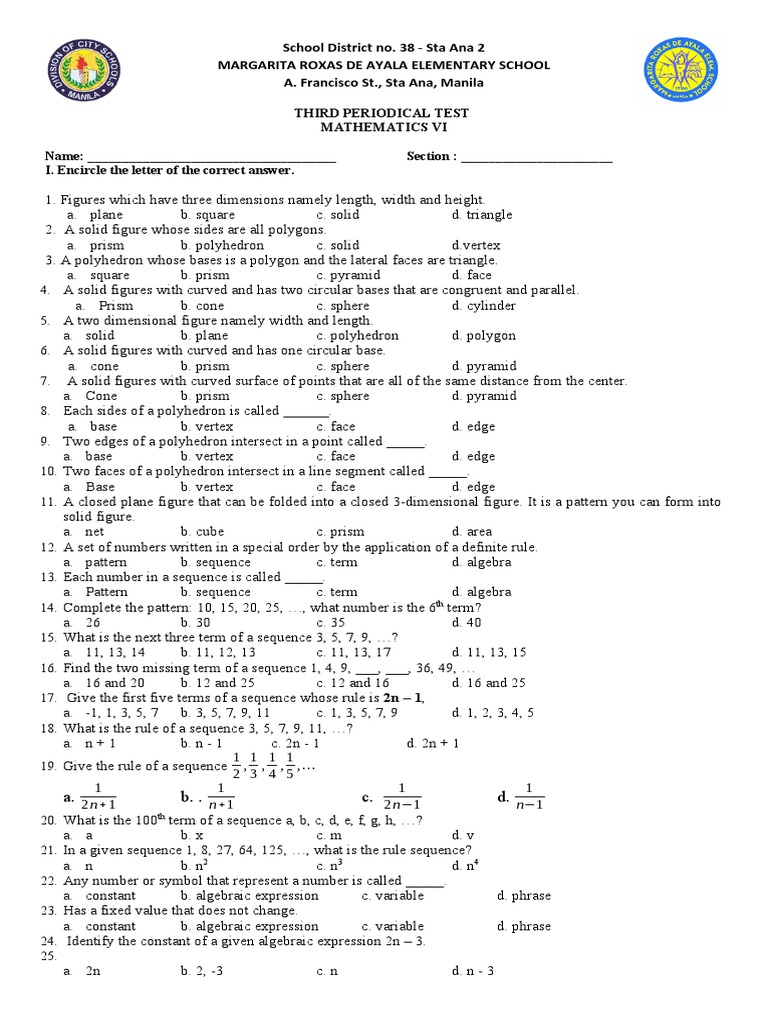 3rd PERIODICAL TEST | PDF | Speed | Equations