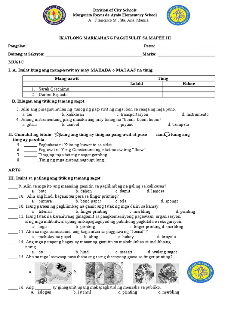 3rd Periodic MAPEH 2022 2023 Final | PDF