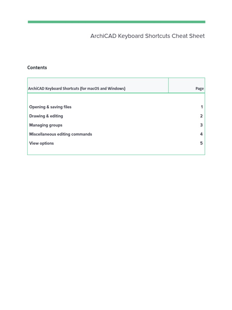 ArchiCAD Keyboard Shortcuts | PDF | Software Engineering | Computer Architecture