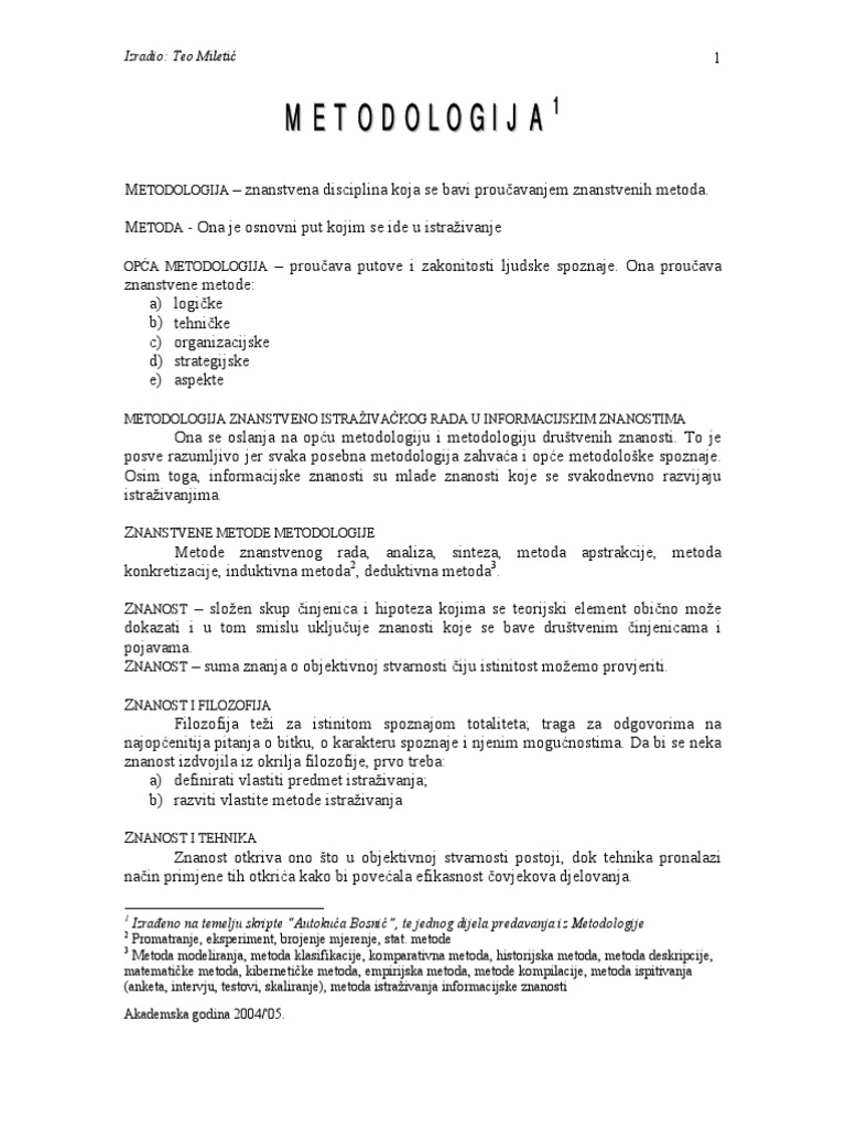 9 Metodologija | PDF
