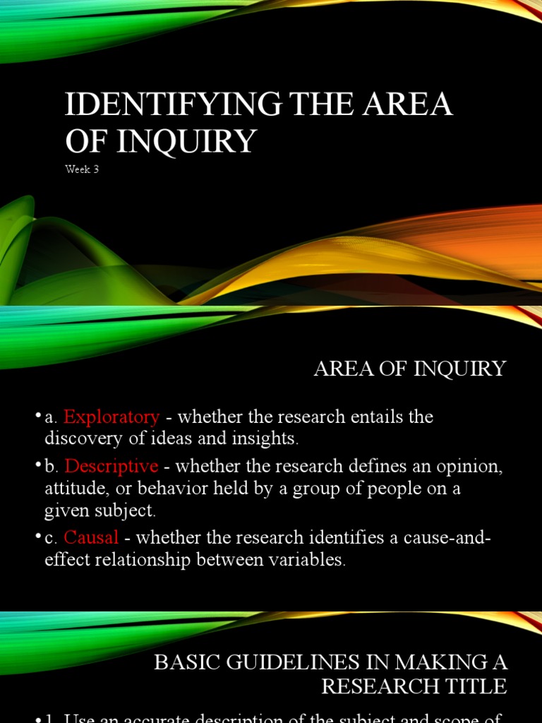 Identifying The Area of Inquiry | Download Free PDF | Subject (Grammar ...