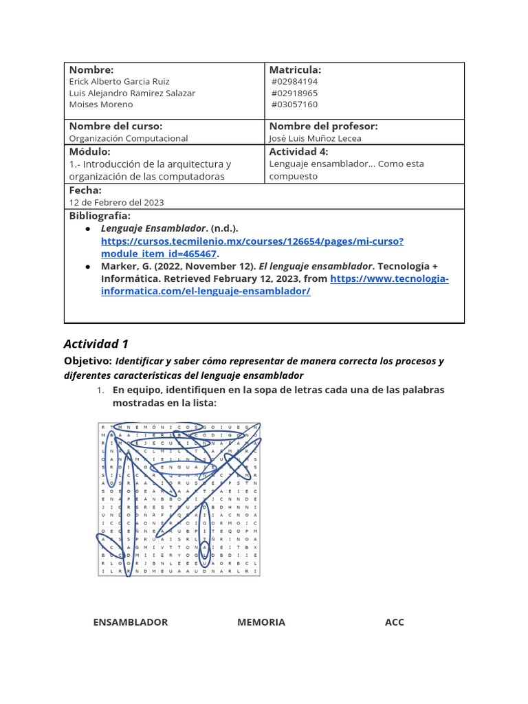 OC Act 4 | PDF | Lenguaje ensamblador | Lenguaje de programación