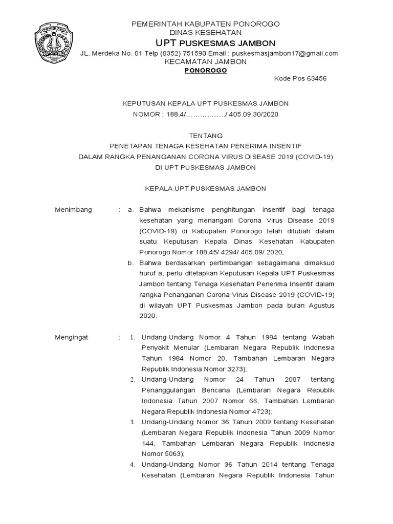 SK Usulan Insentif Juli | PDF