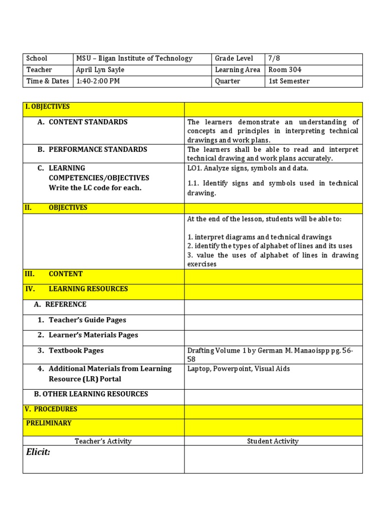 I. Objectives: Elicit | PDF | Technical Drawing | Drawing