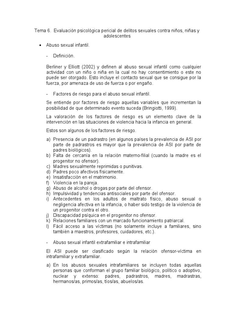 Guia para Resumen | PDF | Abuso Sexual Infantil | Abuso sexual