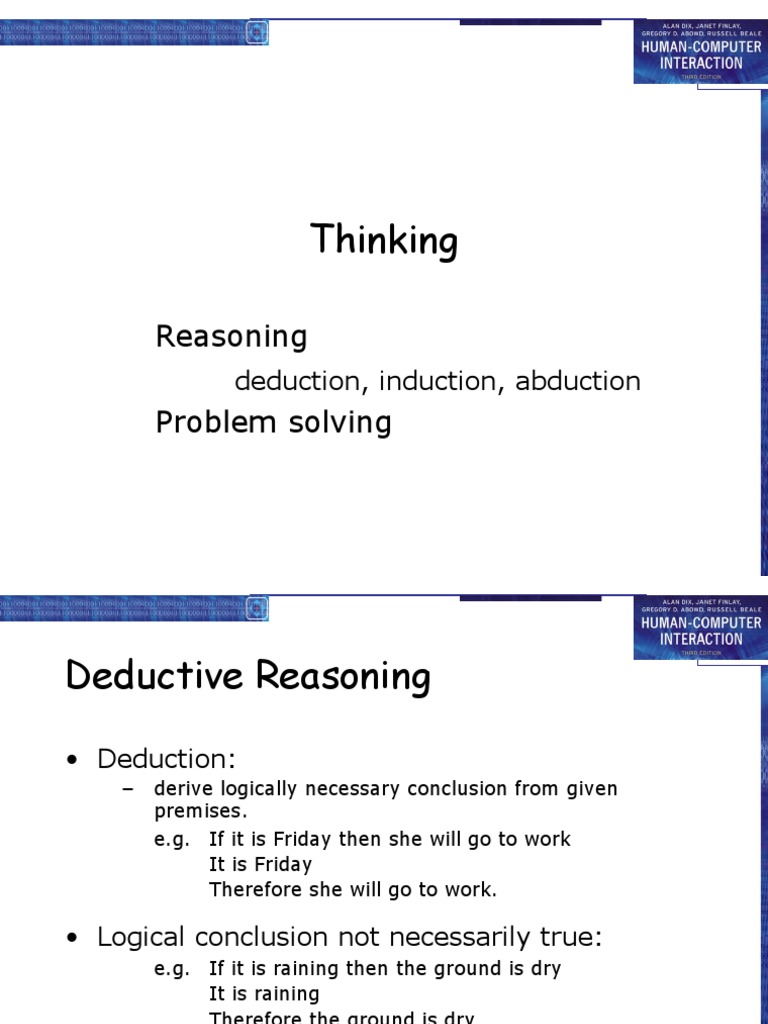 Thinking: Reasoning Problem Solving | PDF | Deductive Reasoning | Inductive Reasoning