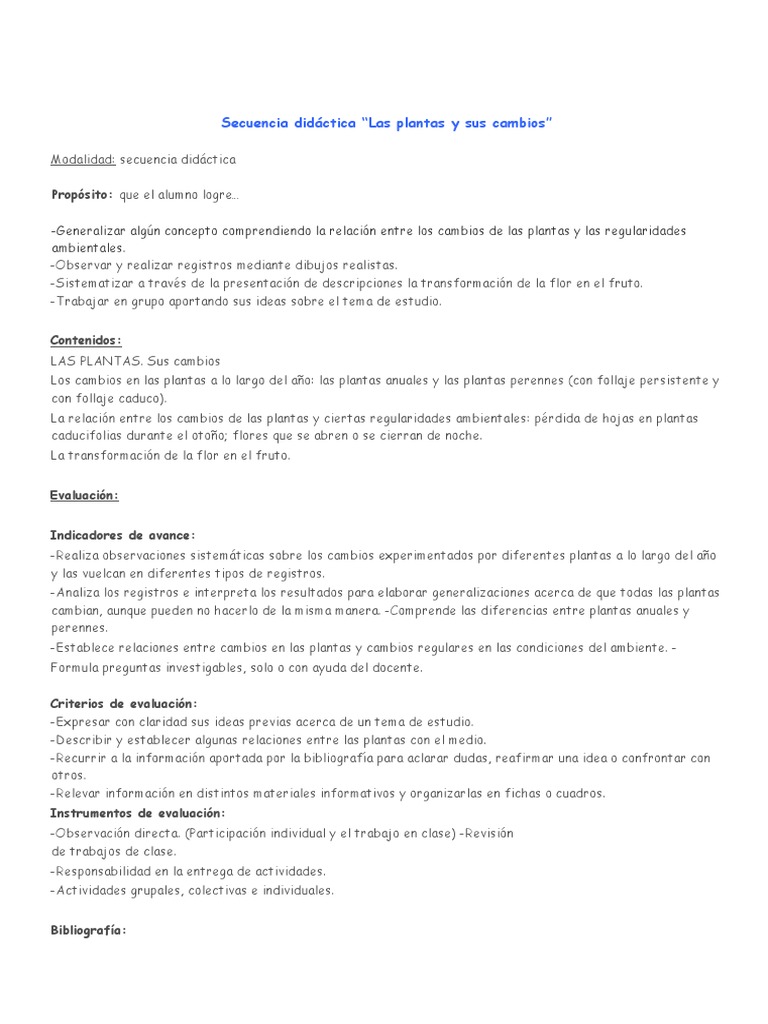 Cambios en las Plantas a lo Largo del Año | PDF | Plantas | Evaluación