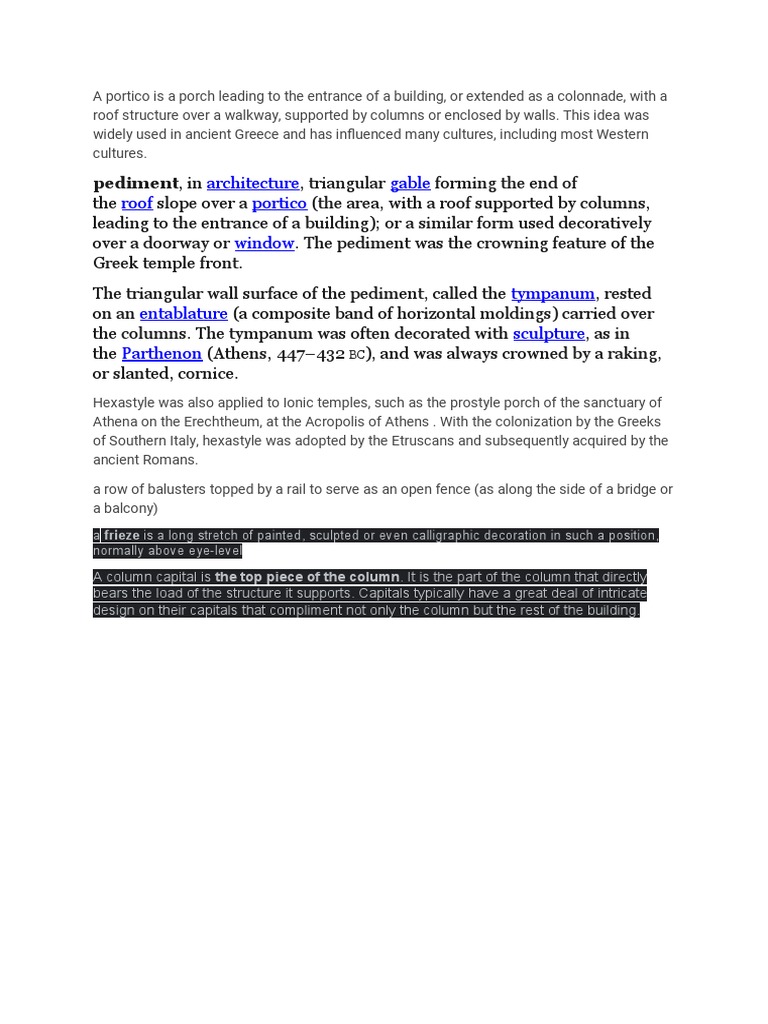 Ancient Greek Architecture Elements | PDF | Art