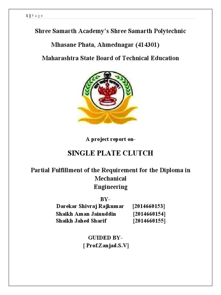 AEN Micro Project | PDF | Clutch | Mechanical Engineering