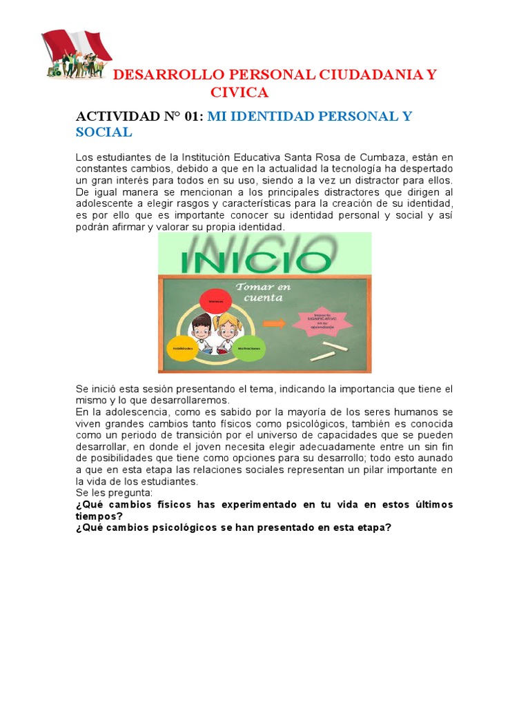 Sesion 1 DPCC | PDF | Autoestima | Adolescencia