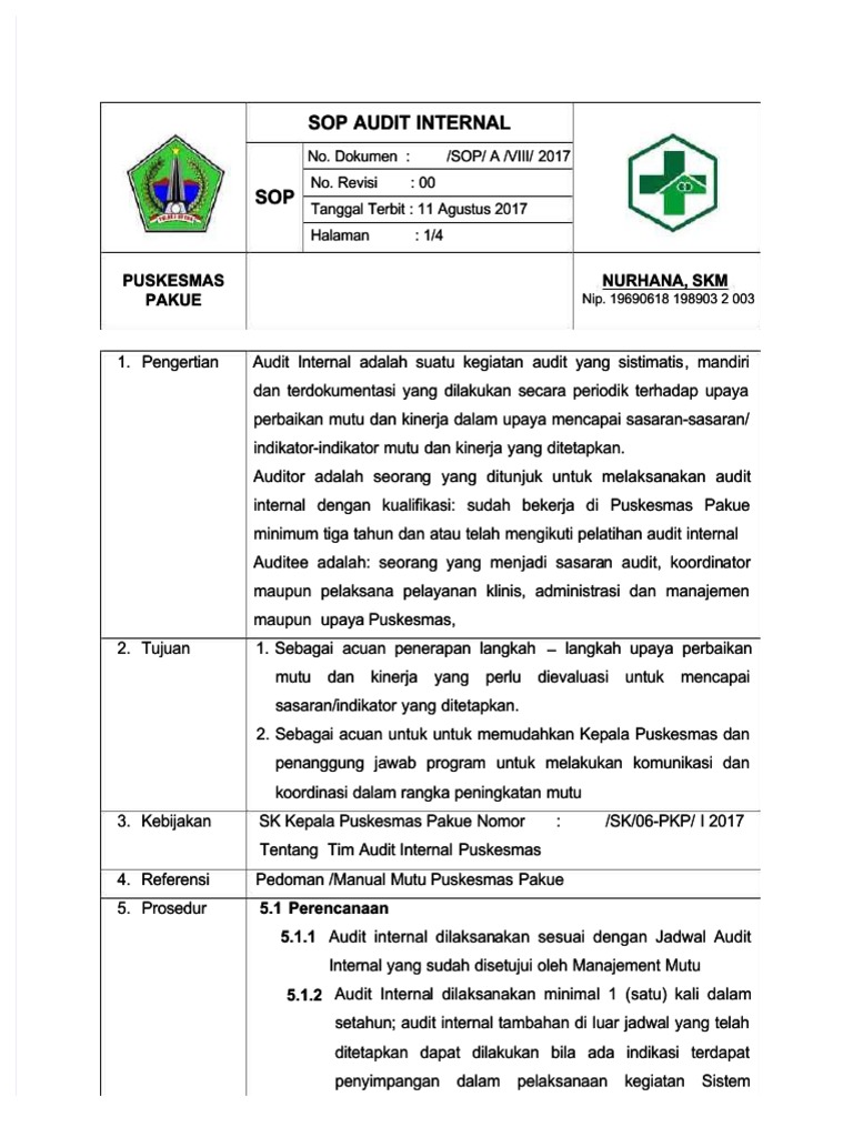 Sop Audit Internal Sop Audit Internal | PDF