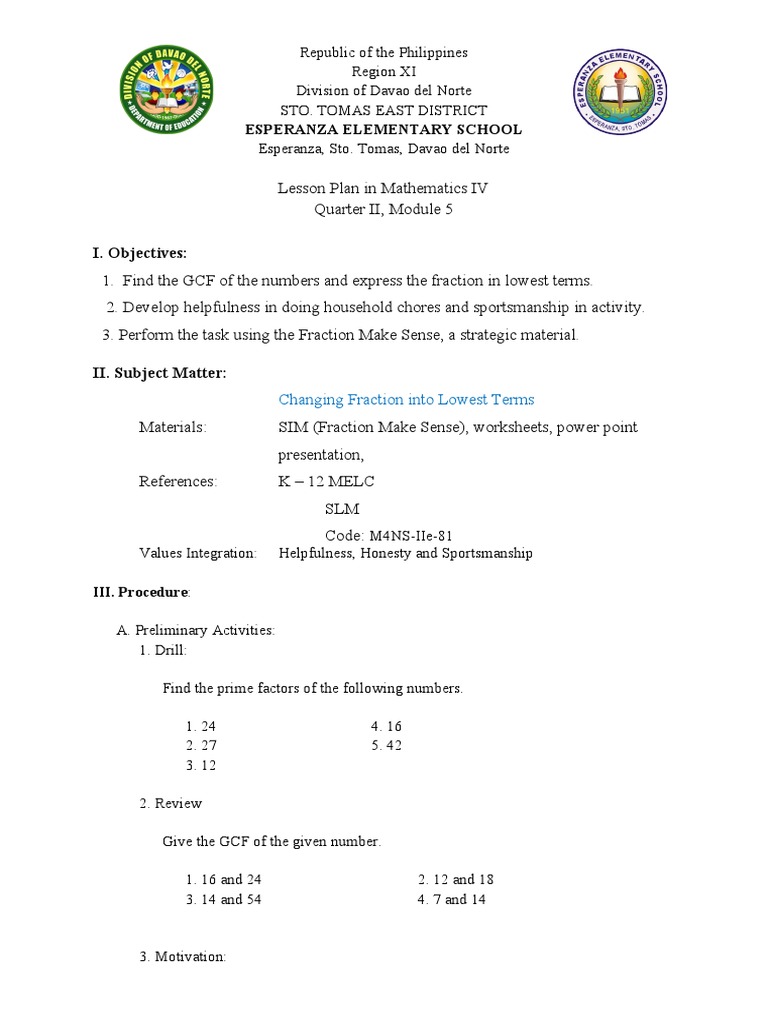 Lesson Plan in Mathematics Grade IV | Download Free PDF | Arithmetic ...