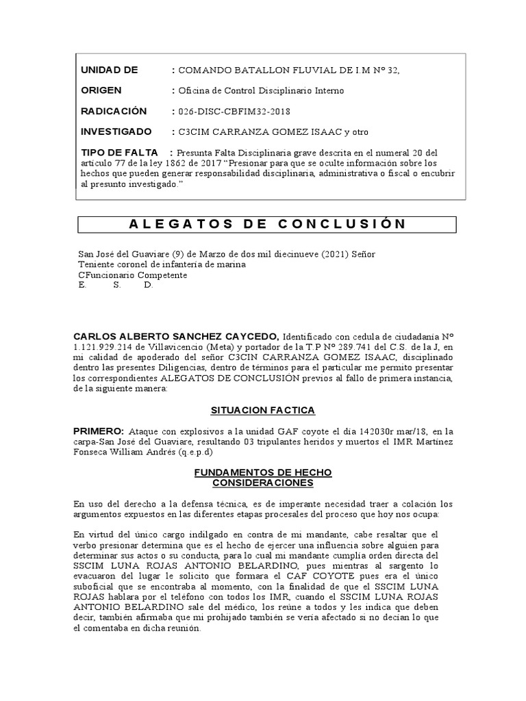 Alegatos de Conclusion | PDF | Debido al proceso | Certeza