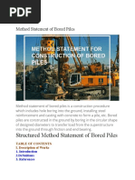 Method Statement For Bored Pile Construction | PDF | Deep Foundation | Concrete