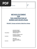 Method Statement For Bored Pile Construction | PDF | Deep Foundation | Concrete
