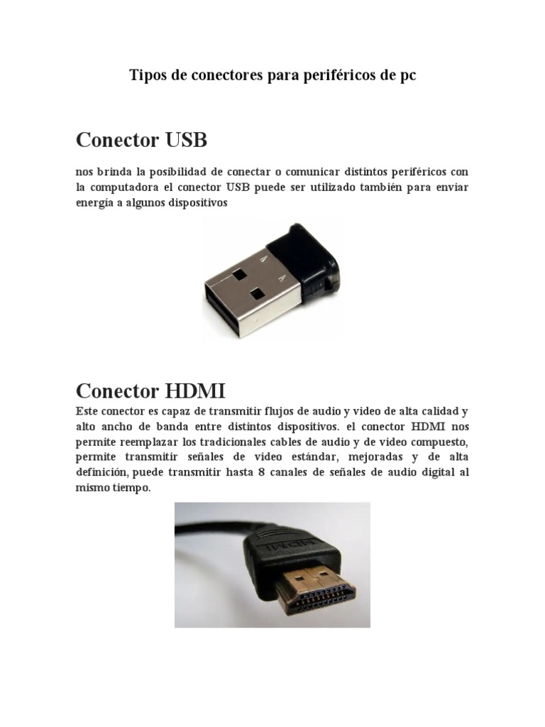 Tipos de conectores para PC y periféricos | PDF