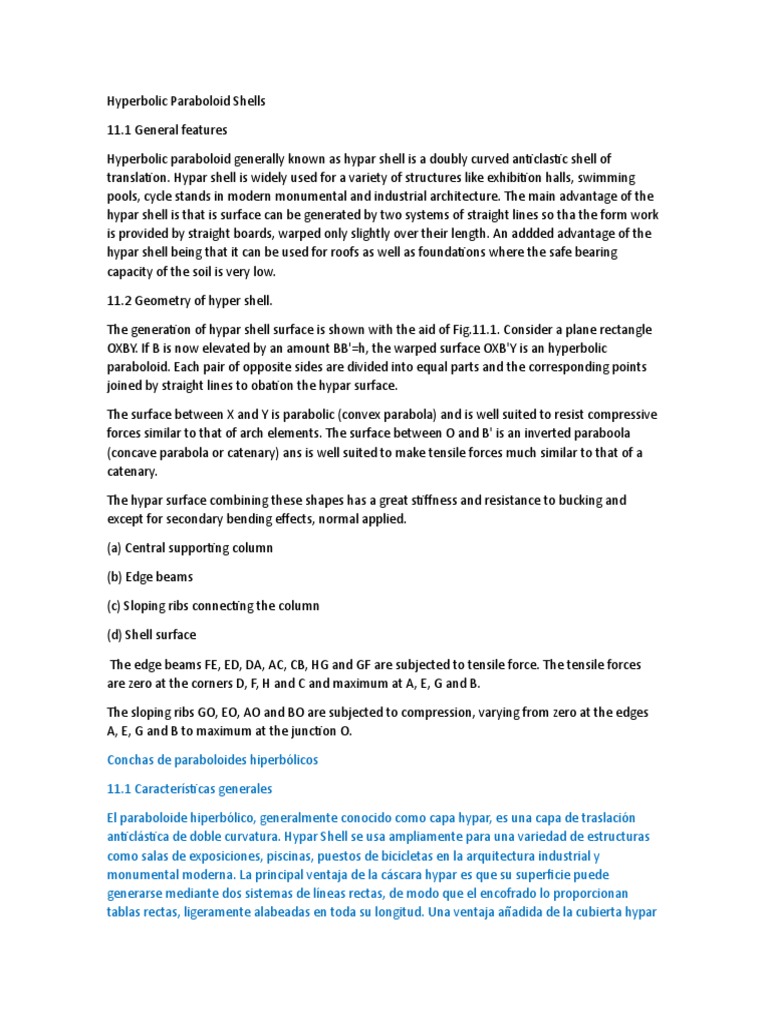 Hyperbolic Paraboloid Shell Structures | PDF | Analytic Geometry ...