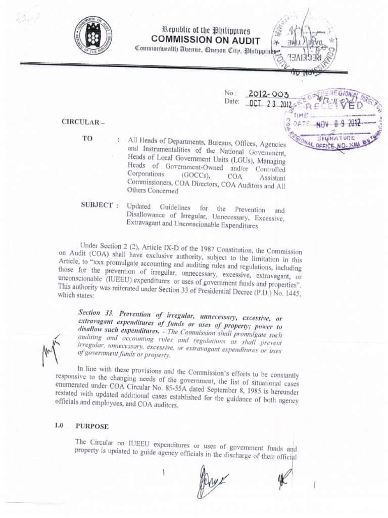 COA Circ. 2012-003 Dated Oct. 29, 2012 IUEEU | PDF