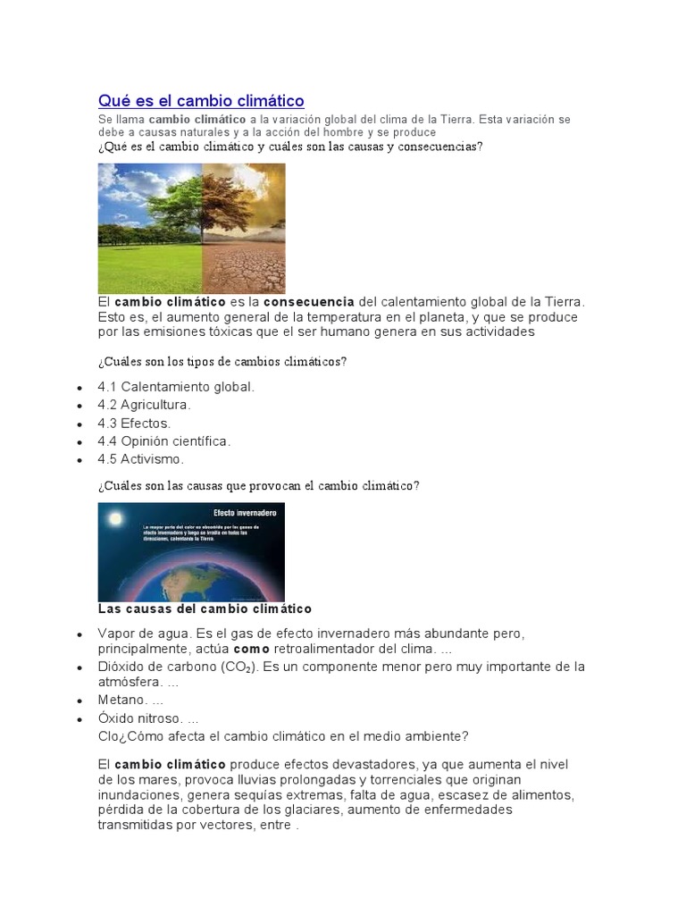 Cambios Climaticos | PDF | Cambio climático | Gases de efecto invernadero