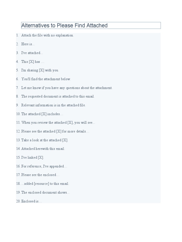 Alternatives To Please Find Attached | PDF
