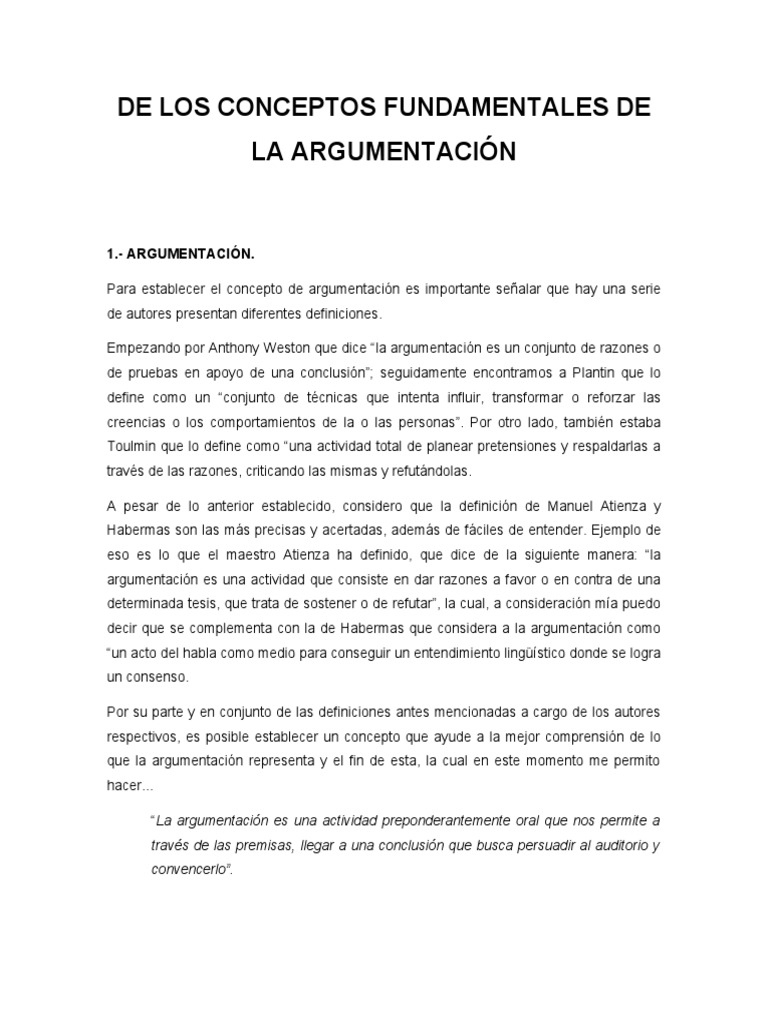 De Los Conceptos Fundamentales de La Argumentación | PDF | Argumento ...