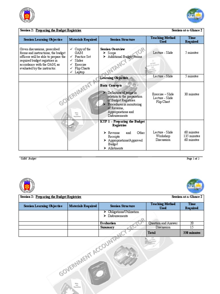 SAAG - Session 1.2 - Preparing the Budget Registries | PDF | Lecture ...